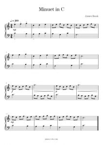 Minuet in C - Hook Free Sheet Music - Pianocoda