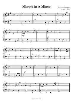 Minuet in A Minor Free Sheet Music - Pianocoda