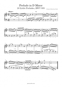 Little Prelude in D Minor BWV 935 Free PDF Sheet Music