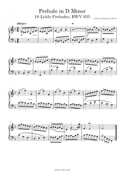 Little Prelude in D Minor BWV 935 Free PDF Sheet Music
