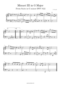 Minuet III from Suite in G minor BWV 822 Free PDF Sheet Music