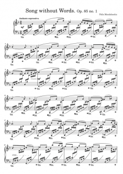 Song without Words op. 85 no. 1 Free PDF Sheet Music