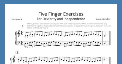 Five Finger exercises for Piano Beginners | Free Sheet PDF